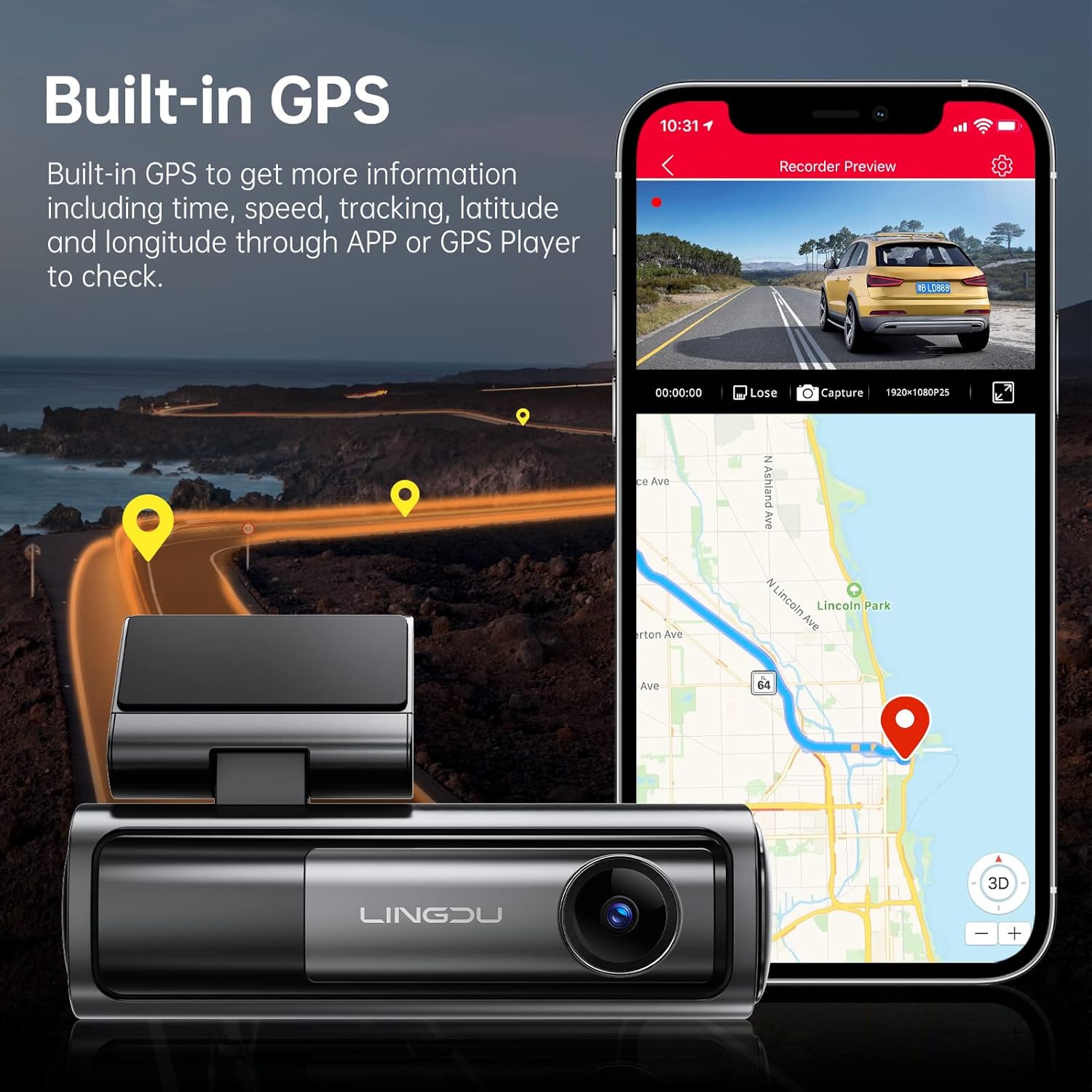 LINGDU LD06 2-Channel Screenless Display Dash Camera – LA DASH CAMS